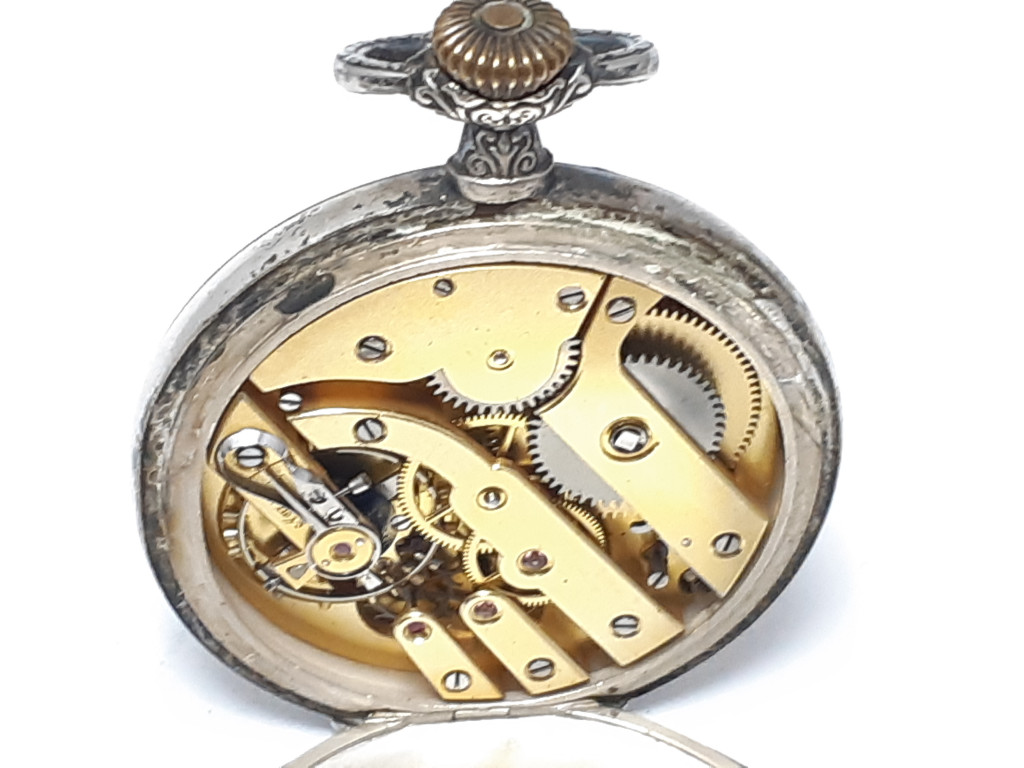 ECOLE HOROLOGERIE NEUCHATEL SILVER POCKET WATCH, 50mm — Dantik.es